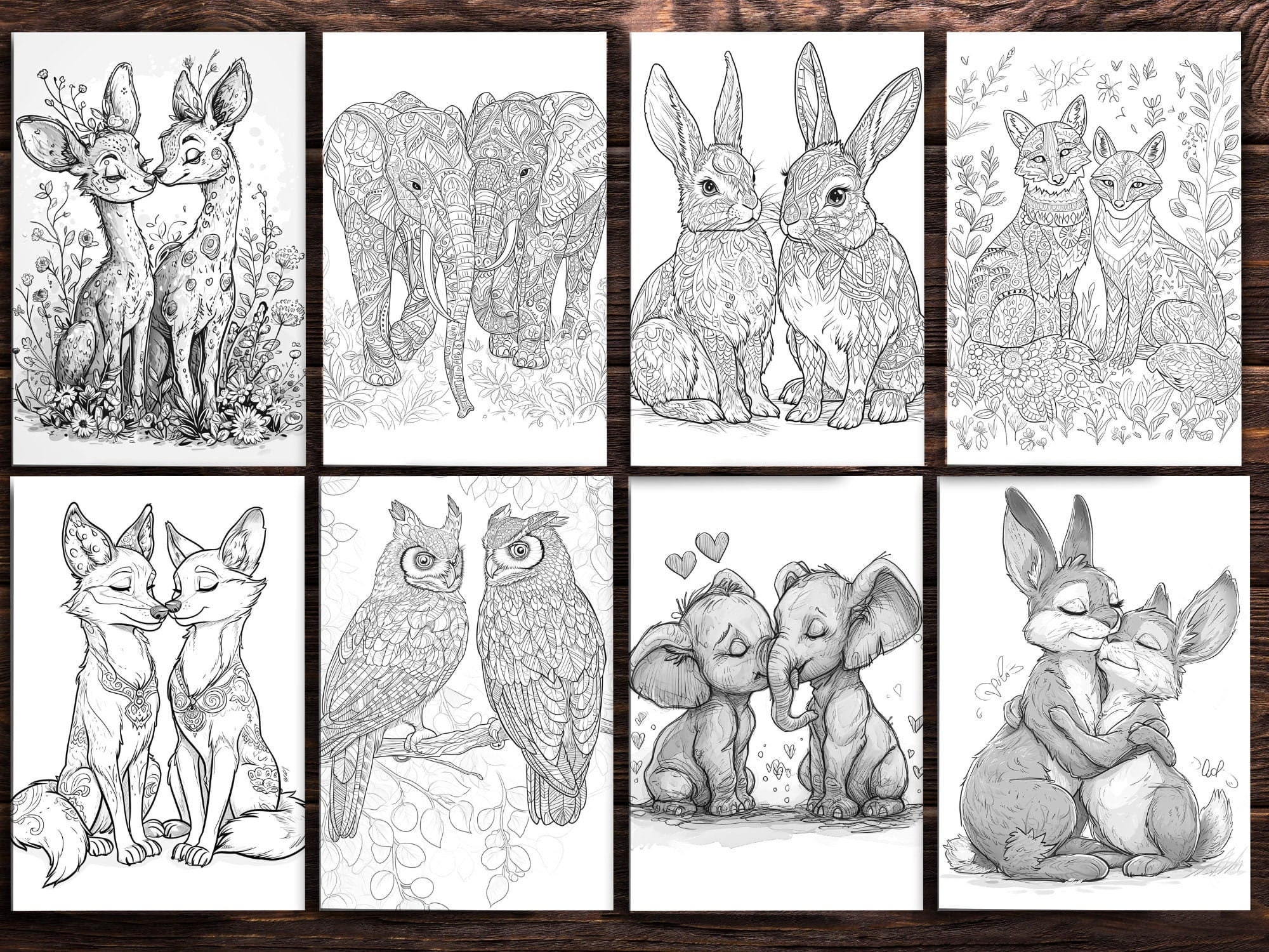 Animal Love Coloring Pages for Adults and for Kids Coloring Pages ...
