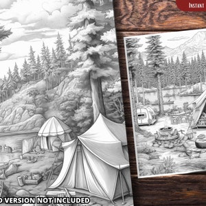 Camping Coloring Book, Landscape Coloring Pages for Adults and for Kids ...