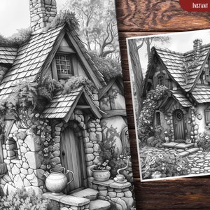 Enchanted Fairy Home Coloring Pages - Adult and Kids Coloring Book ...