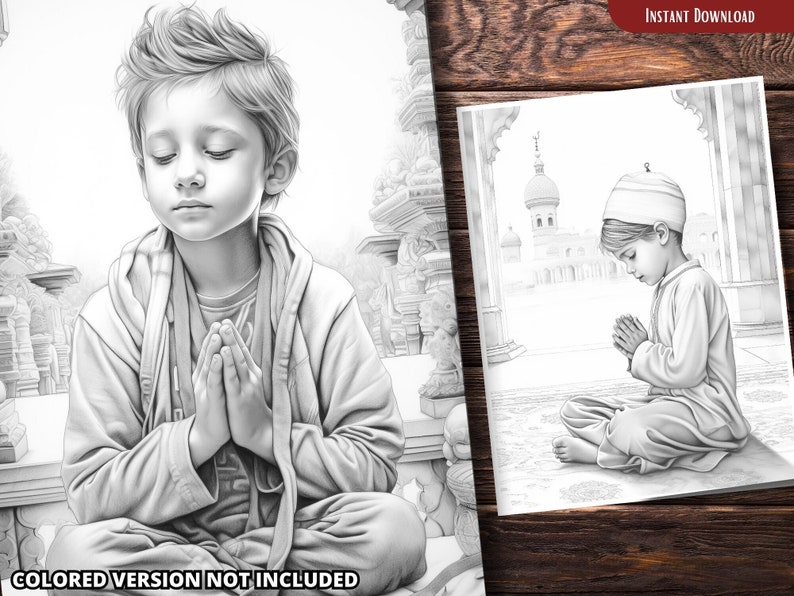 People Praying Coloring Pages for Adults and for Kids for Relax and ...