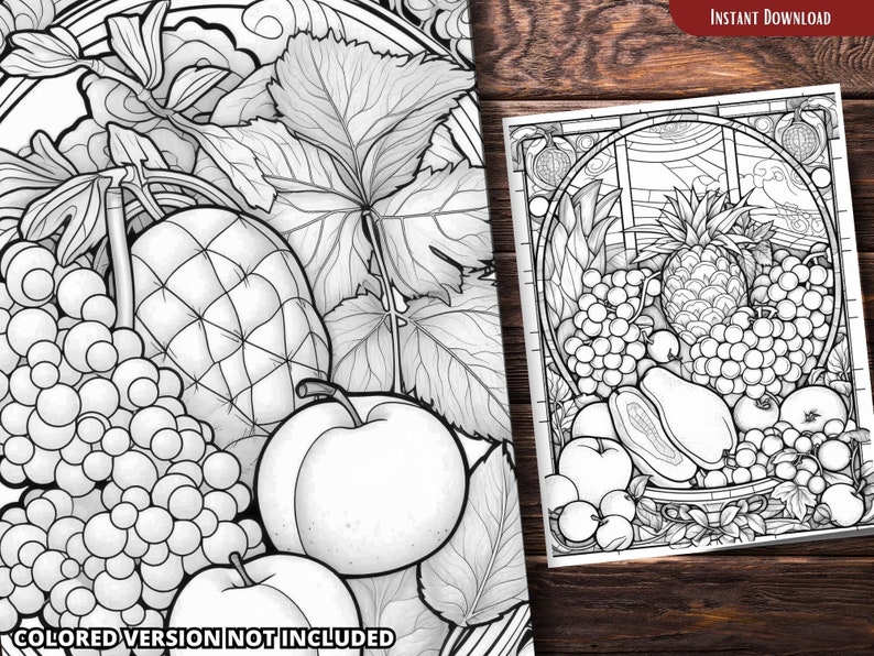 Vegetable Stained Glass Coloring Pages for Adults and for Kids for ...