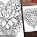 Heart With Flowers Coloring Pages, Grayscale Coloring Book (printable ...