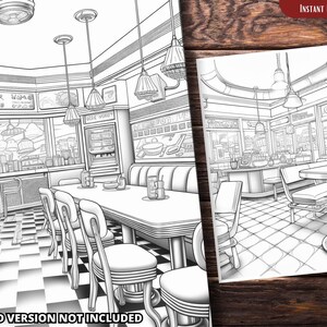 Classic 1950s Diner Coloring Pages for Adults and for Kids for Relax ...