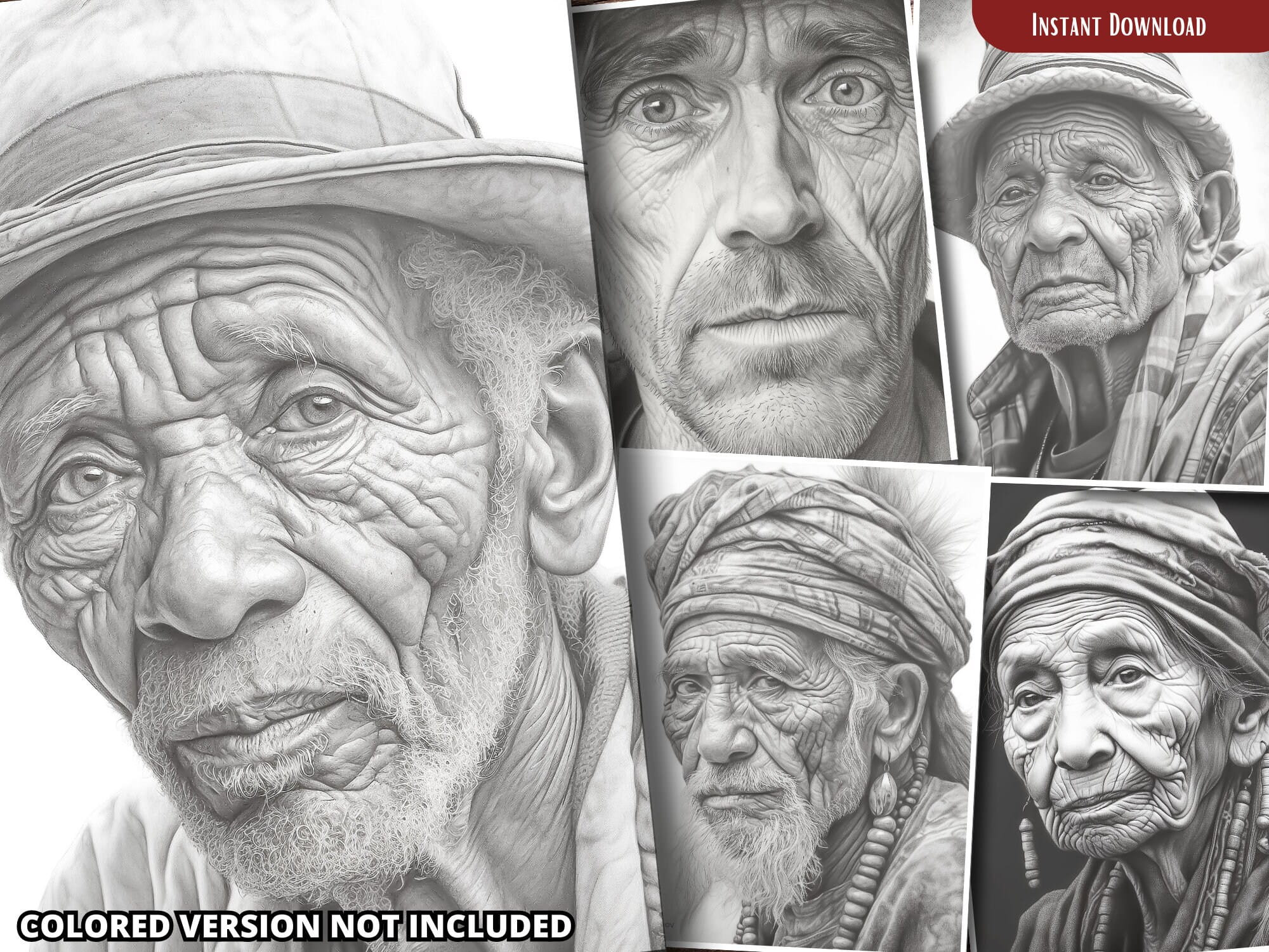 Portrait of an Old Man Coloring Pages for Adults and for Kids for Relax ...