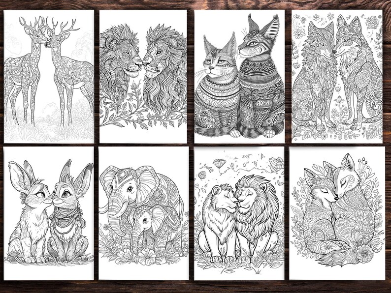Animal Love Coloring Pages for Adults and for Kids Coloring Pages ...