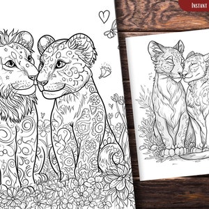 Animal Love Coloring Pages for Adults and for Kids Coloring Pages ...