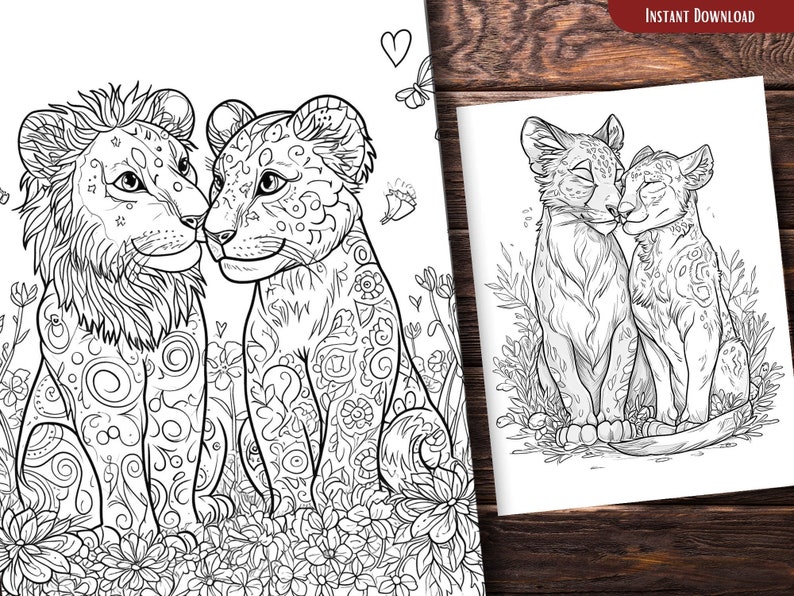 Animal Love Coloring Pages for Adults and for Kids Coloring Pages ...
