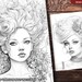 Hair Style Coloring Pages for Adults and for Kids, Grayscale Coloring ...