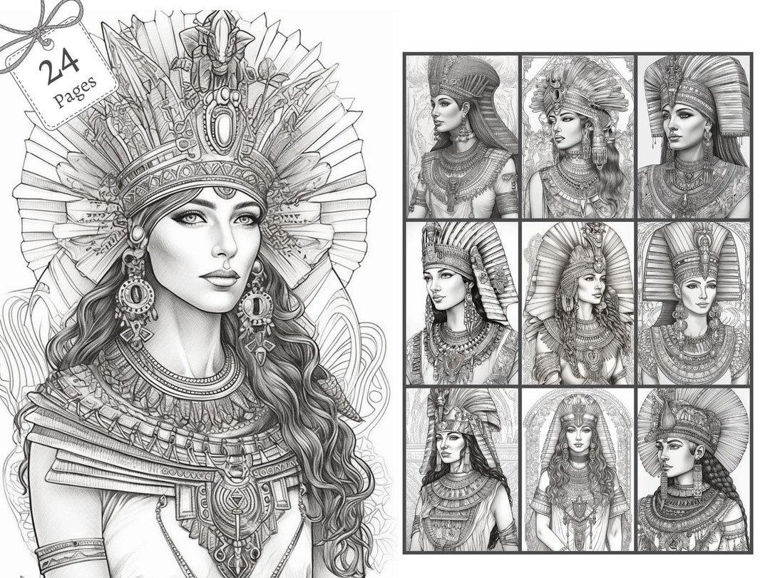 Egyptian Goddesses Portraits Coloring Pages for Adults and for Kids for ...