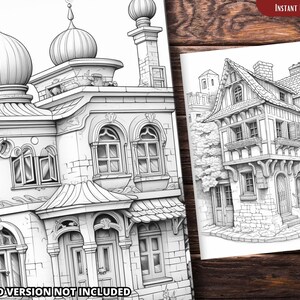 Turkish House Coloring Pages for Adults and for Kids, Grayscale ...