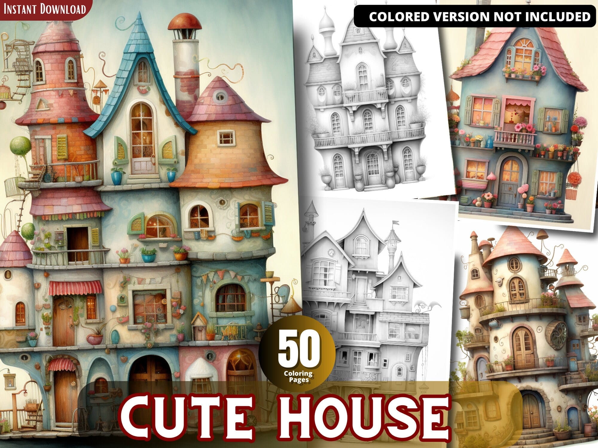 Cute House Coloring Pages for Adults and for Kids Coloring Pages ...