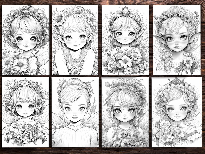 Flower Fairy, Coloring Pages for Adults and for Kids for Relax and ...