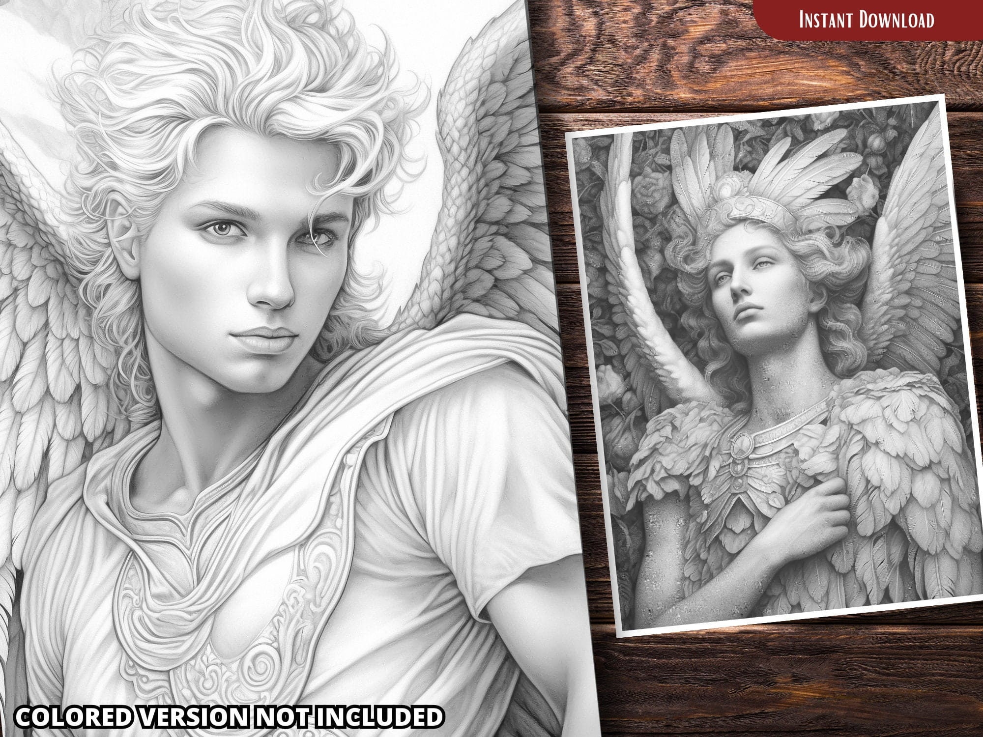 Handsome Angel Coloring Pages for Adults and for Kids for Relax and ...