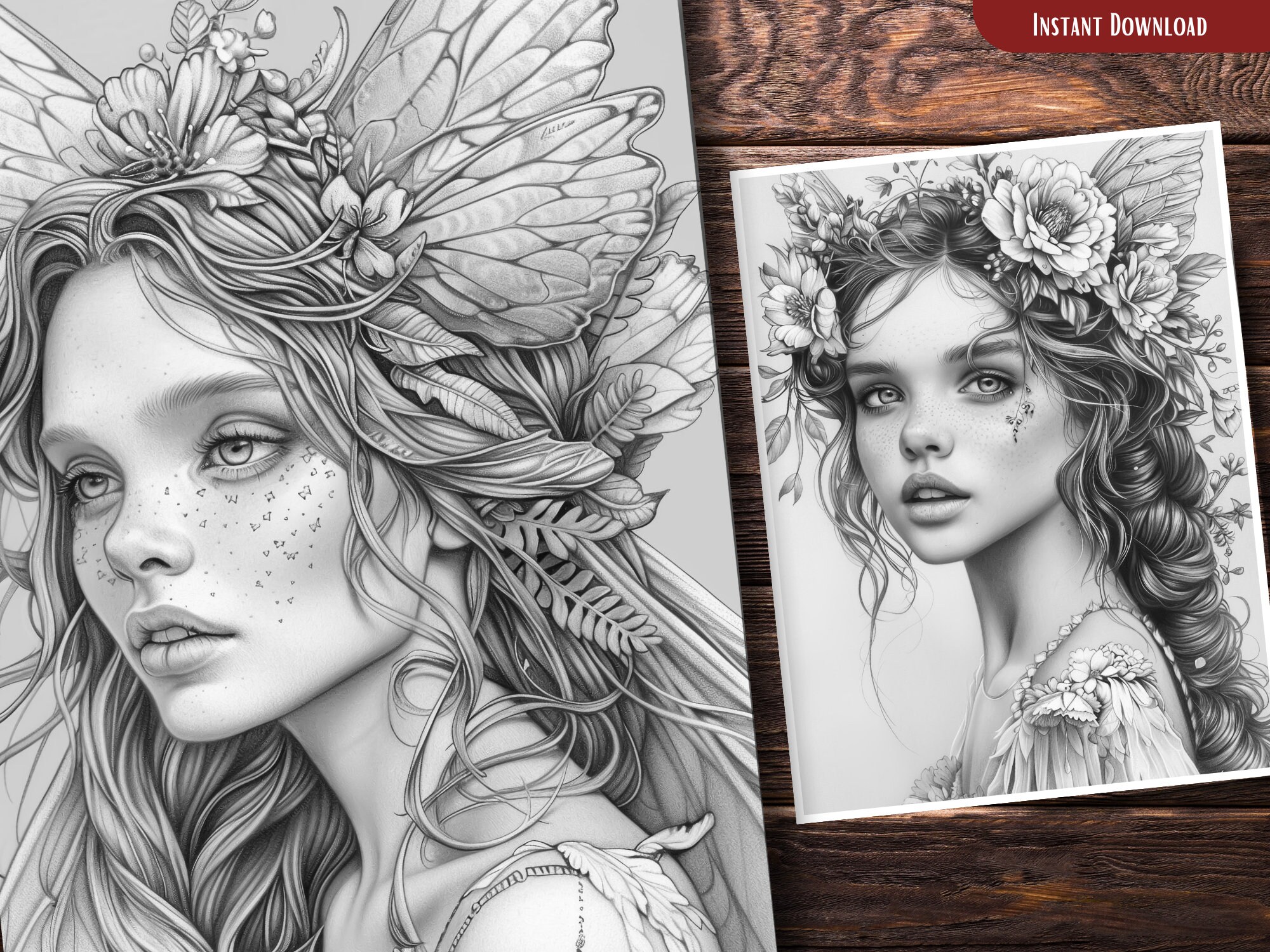 Butterfly Fairy, Coloring Pages for Adults and for Kids for Relax and ...