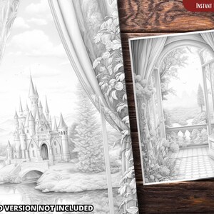 Magical Fantasy Window Landscape Coloring Pages for Adults and for Kids ...