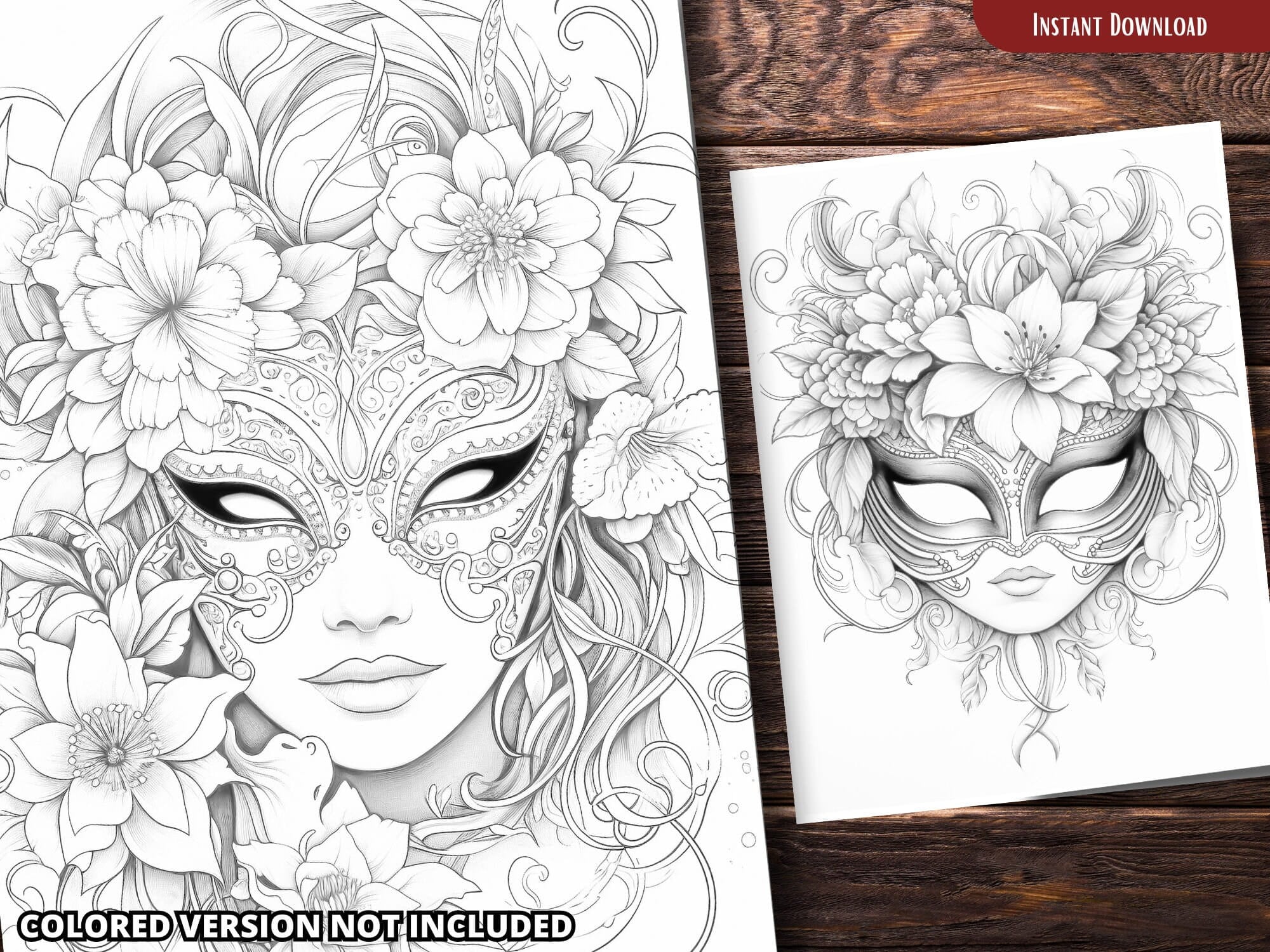 Masquerade Mask Coloring Pages for Adults and for Kids for Relax and ...