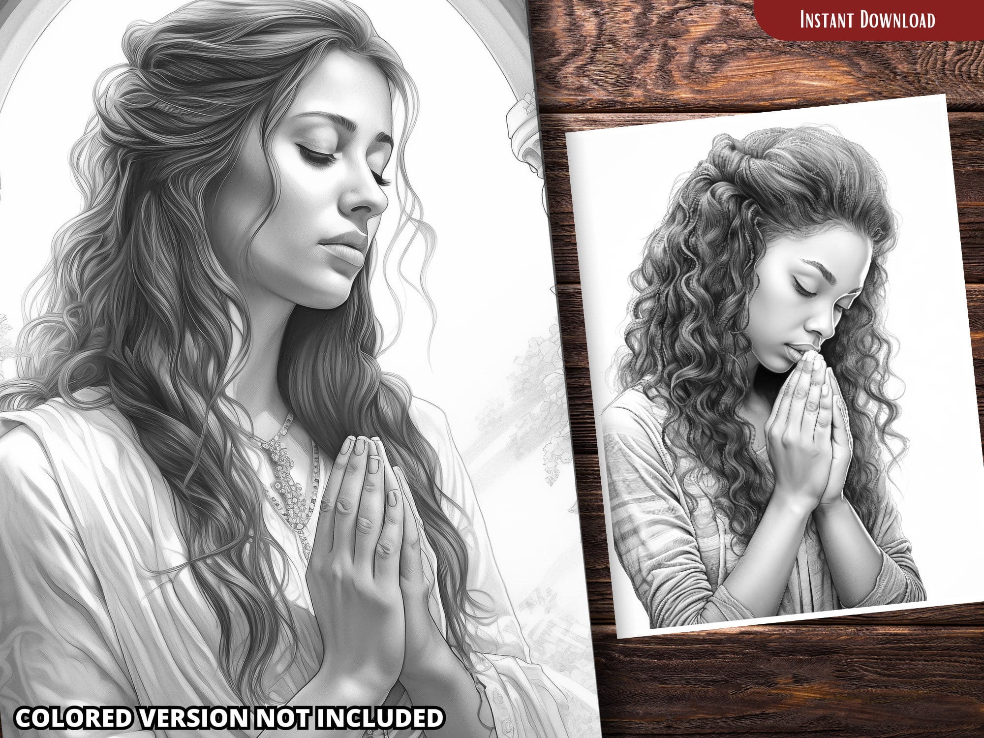 People Praying Coloring Pages for Adults and for Kids for Relax and ...
