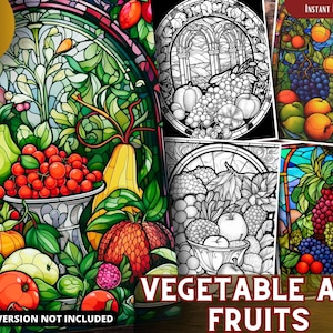 Vegetable Stained Glass Coloring Pages for Adults and for Kids for ...