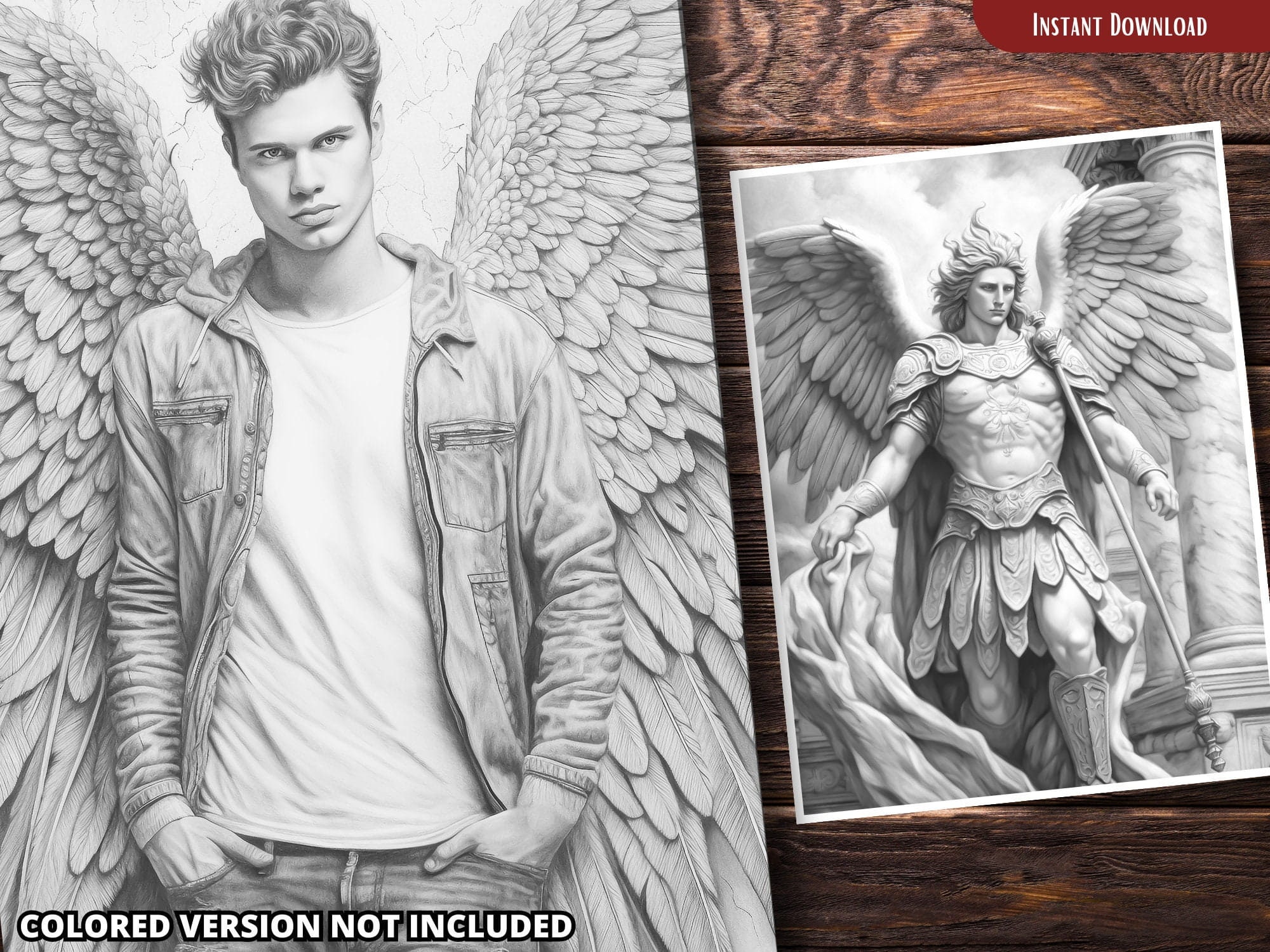 Handsome Angel Coloring Pages for Adults and for Kids for Relax and ...