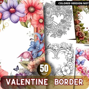 Valentine Day Border Coloring Pages for Adults and for Kids Coloring ...