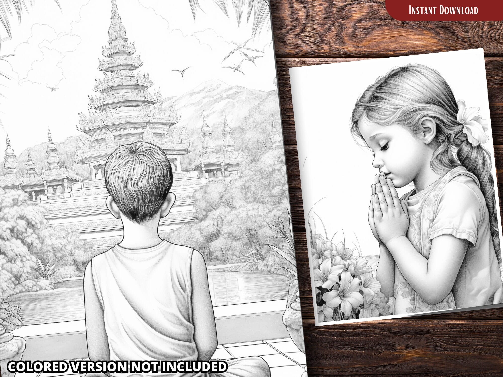 People Praying Coloring Pages for Adults and for Kids for Relax and ...