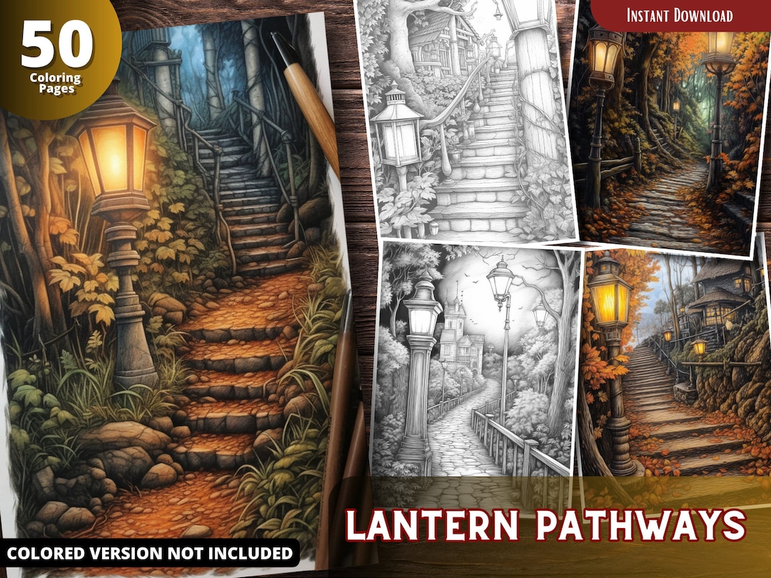 Lantern Pathways Coloring Pages for Adults and for Kids for Relax and ...