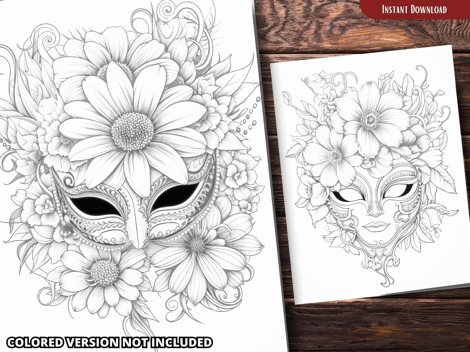 Masquerade Mask Coloring Pages for Adults and for Kids for Relax and ...