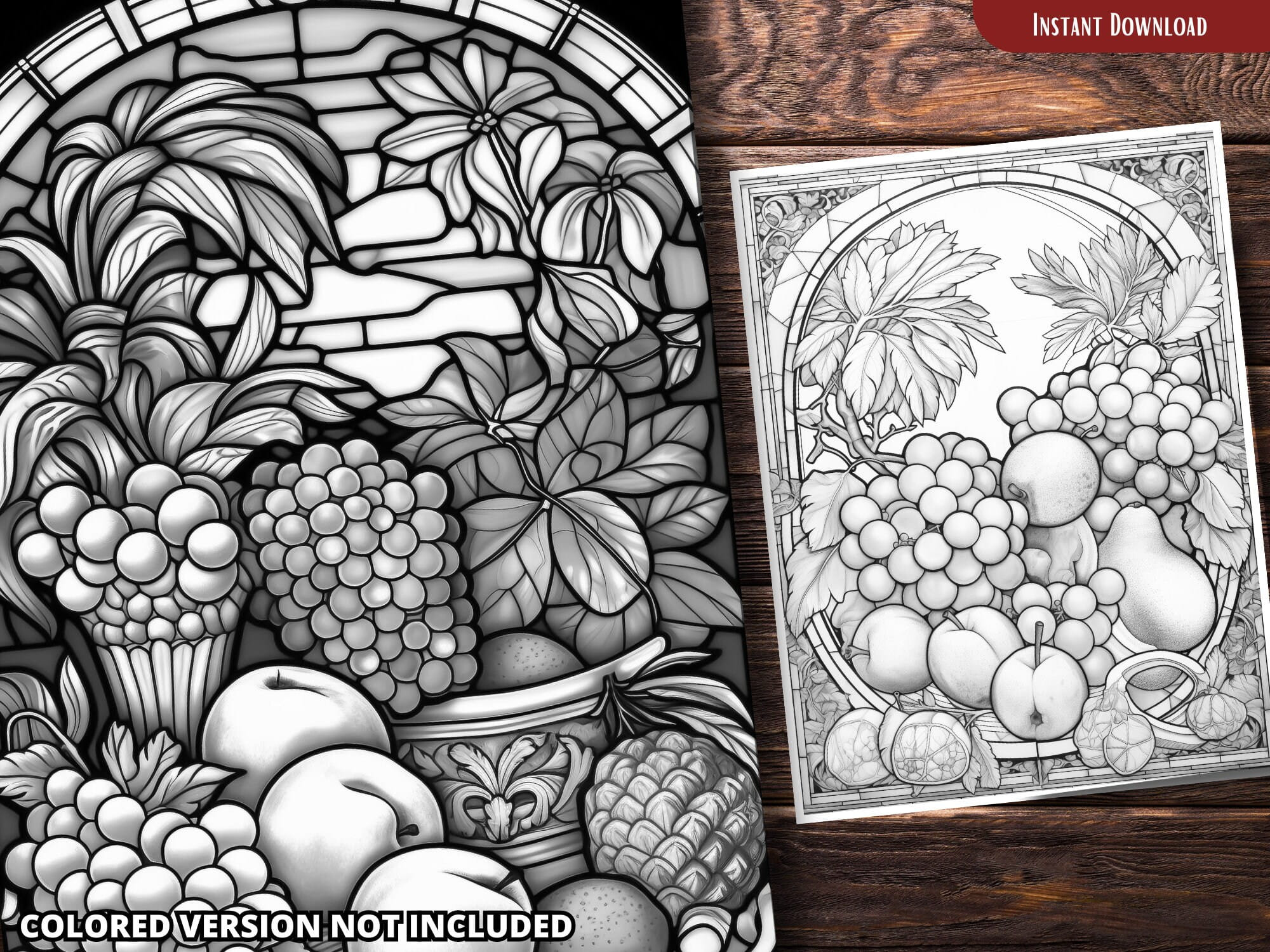Vegetable Stained Glass Coloring Pages for Adults and for Kids for ...