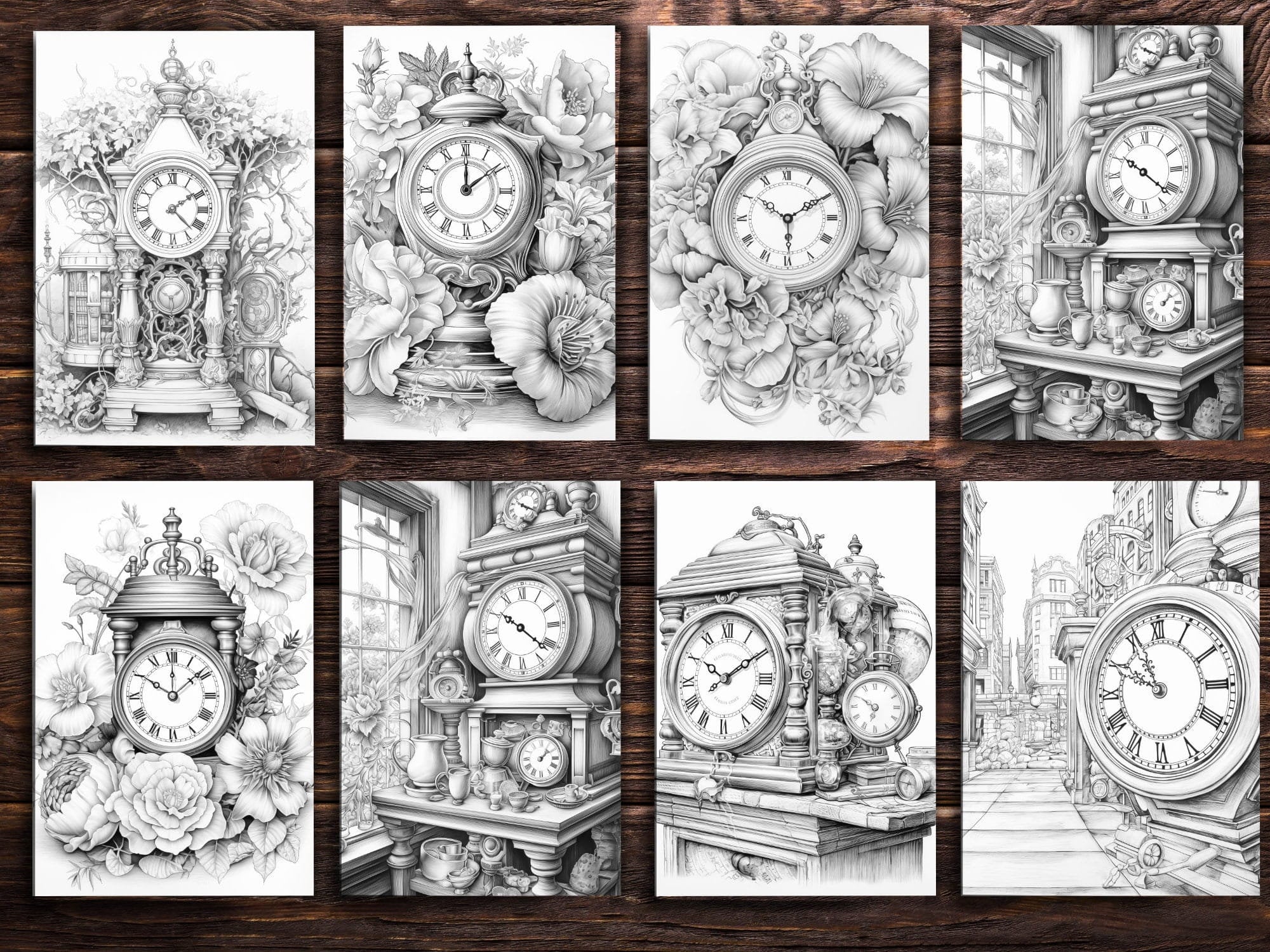 Clock Coloring Pages for Adults and for Kids for Relax and Stress ...