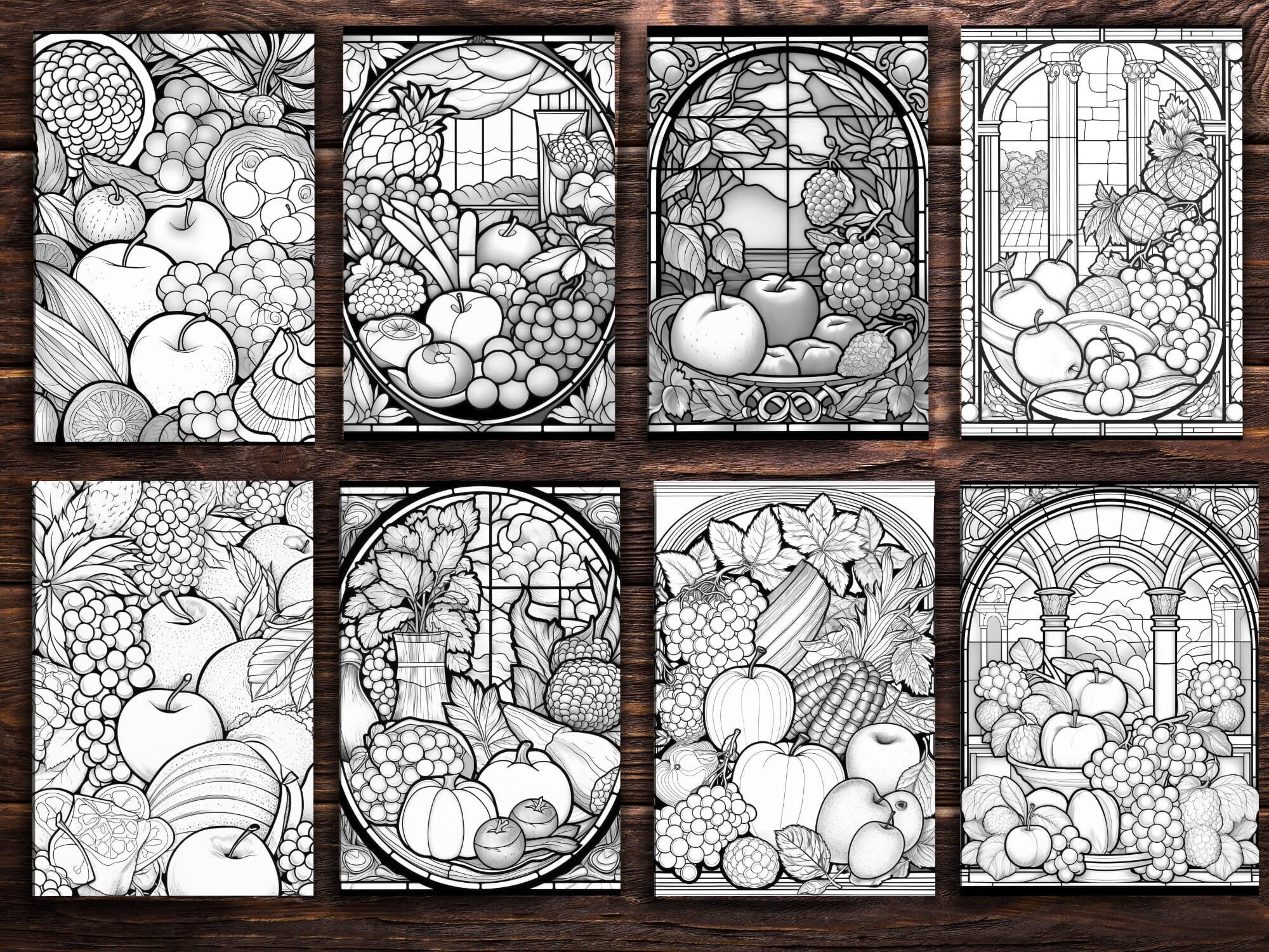 Vegetable Stained Glass Coloring Pages for Adults and for Kids for ...