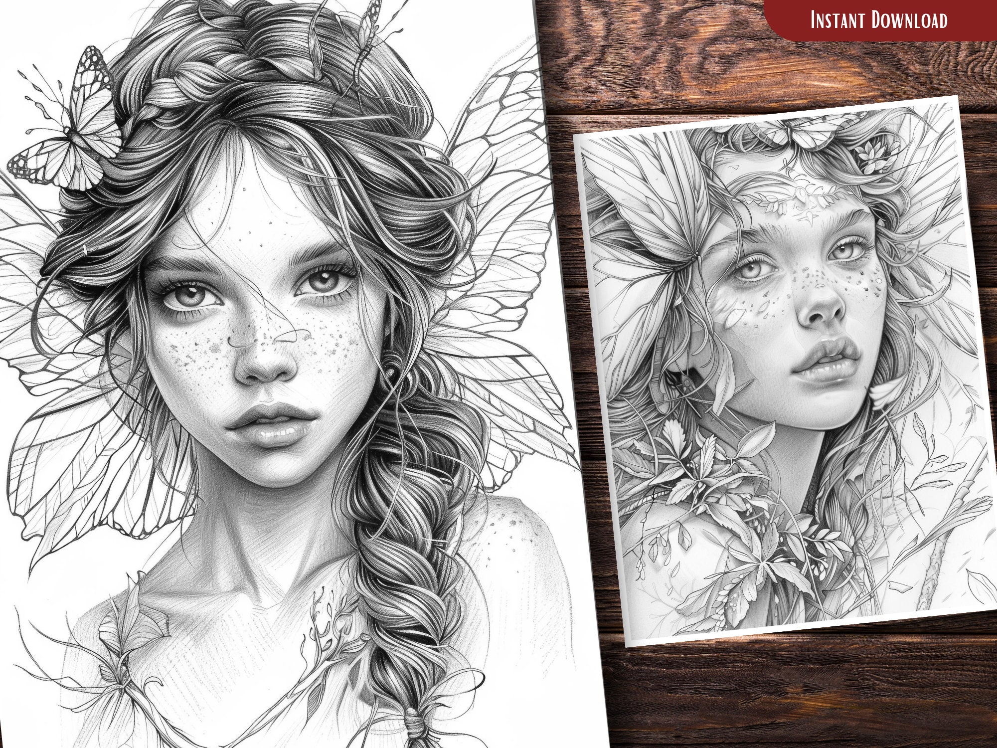 Butterfly Fairy, Coloring Pages for Adults and for Kids for Relax and ...