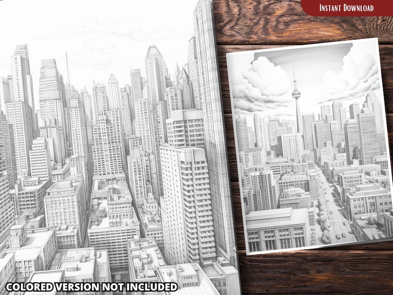 Modern City Coloring Pages for Adults and for Kids for Relax and Stress ...