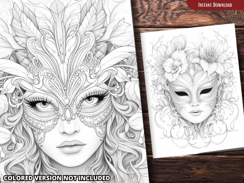 Masquerade Mask Coloring Pages for Adults and for Kids for Relax and ...