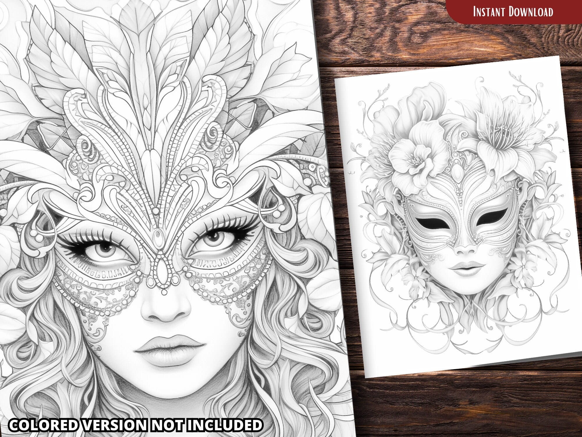 Masquerade Mask Coloring Pages for Adults and for Kids for Relax and ...