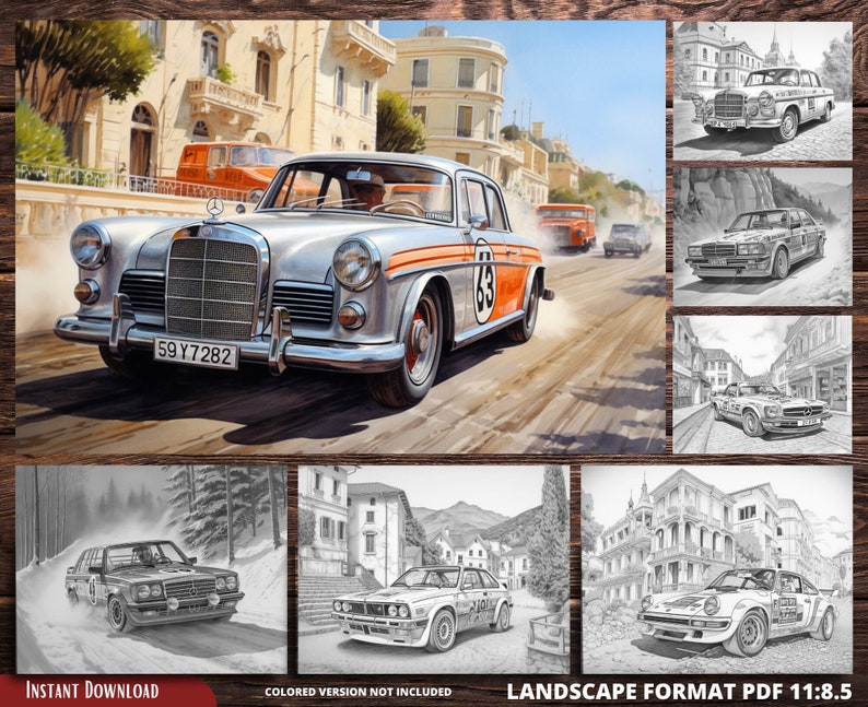 Rally Cars Coloring Pages Adults Kids Coloring Book, Instant Download ...