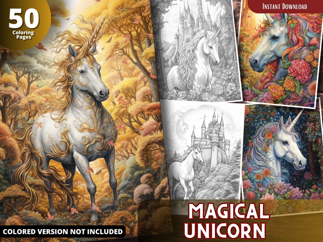 Magical Unicorn Coloring Pages for Adults and for Kids for Relax and ...