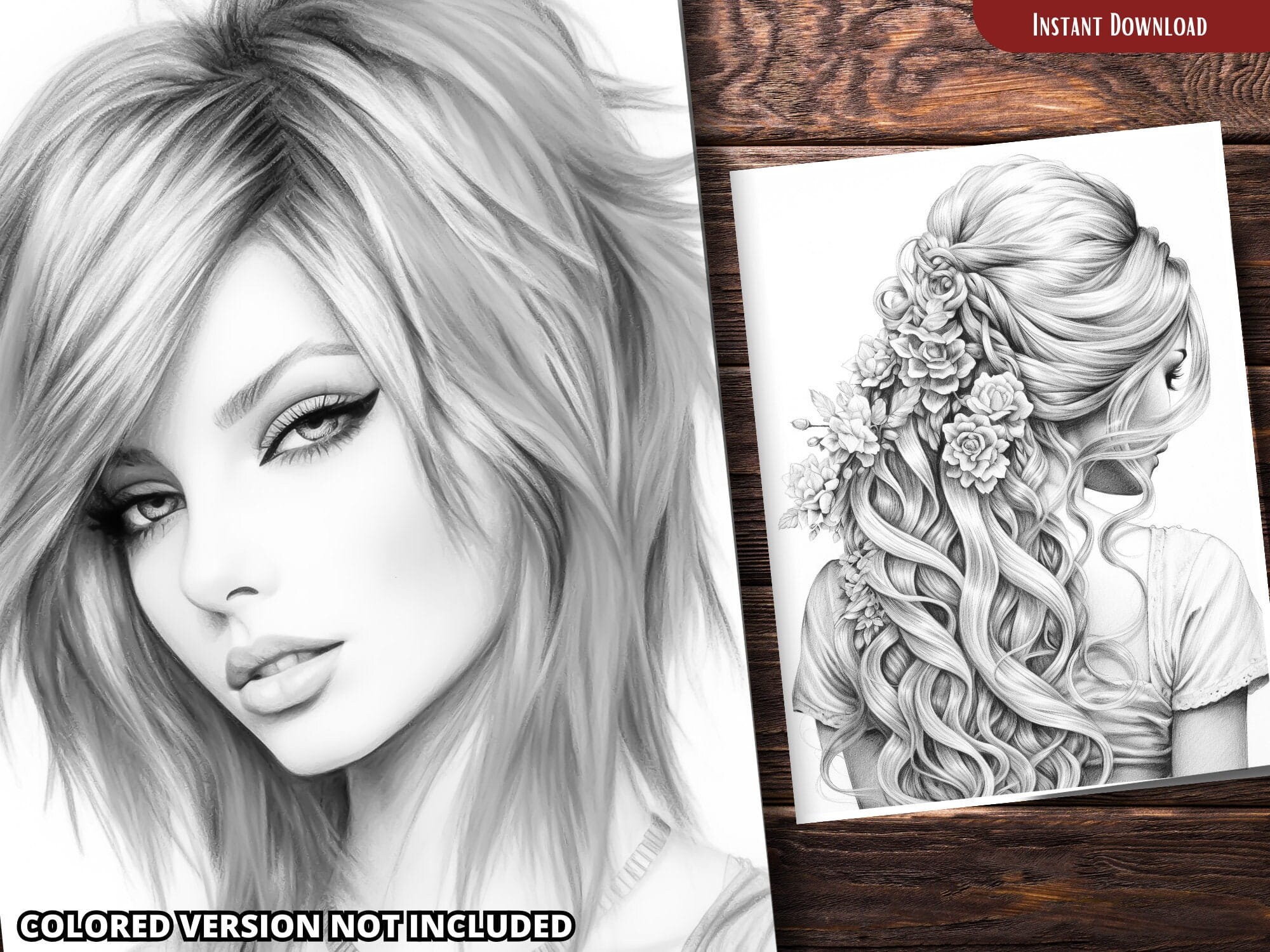 Hair Style Coloring Pages for Adults and for Kids for Relax and Stress ...