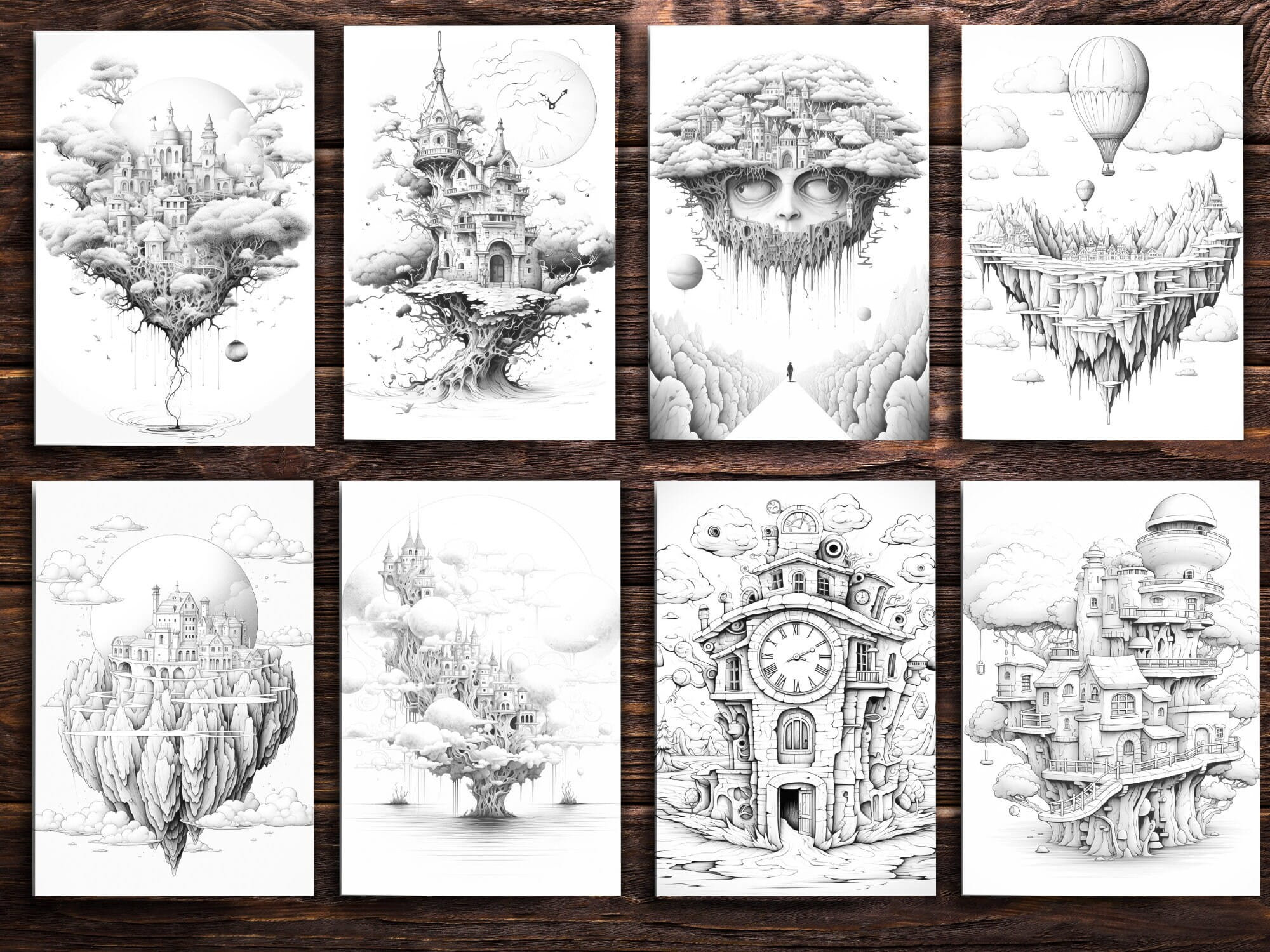Surrealism Coloring Pages for Adults and for Kids for Relax and Stress ...
