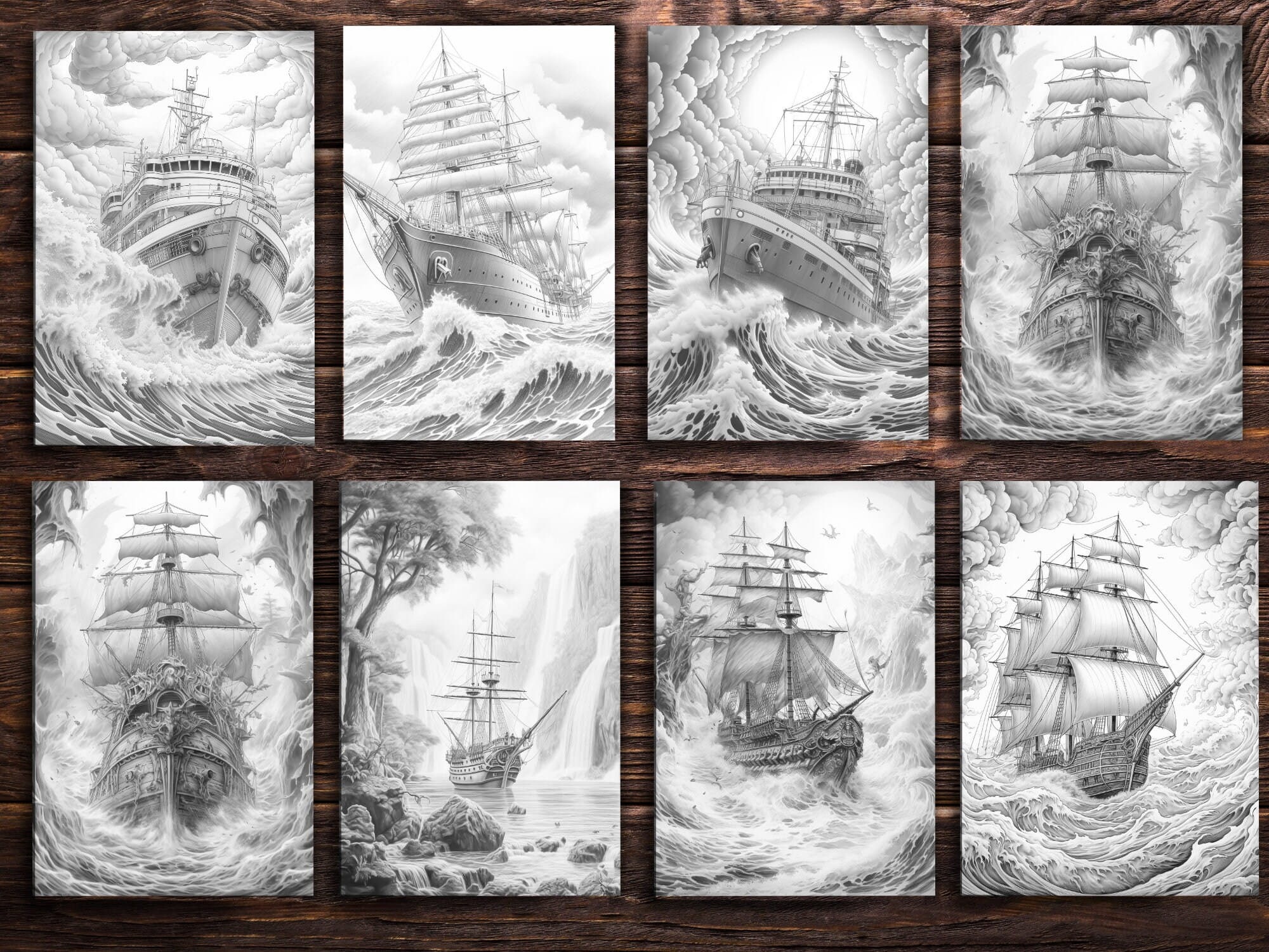 Ship in Storm Coloring Pages for Adults and for Kids for Relax and ...