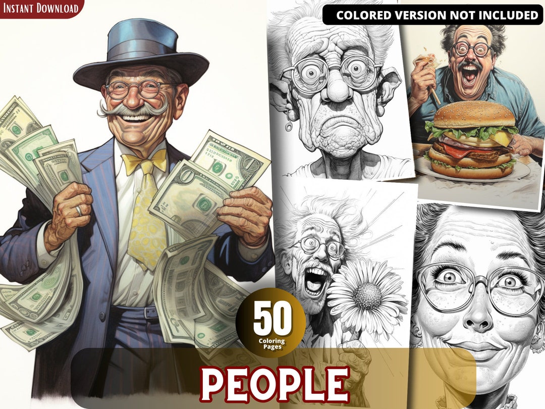 People Coloring Pages for Adults and for Kids Grayscale Coloring ...