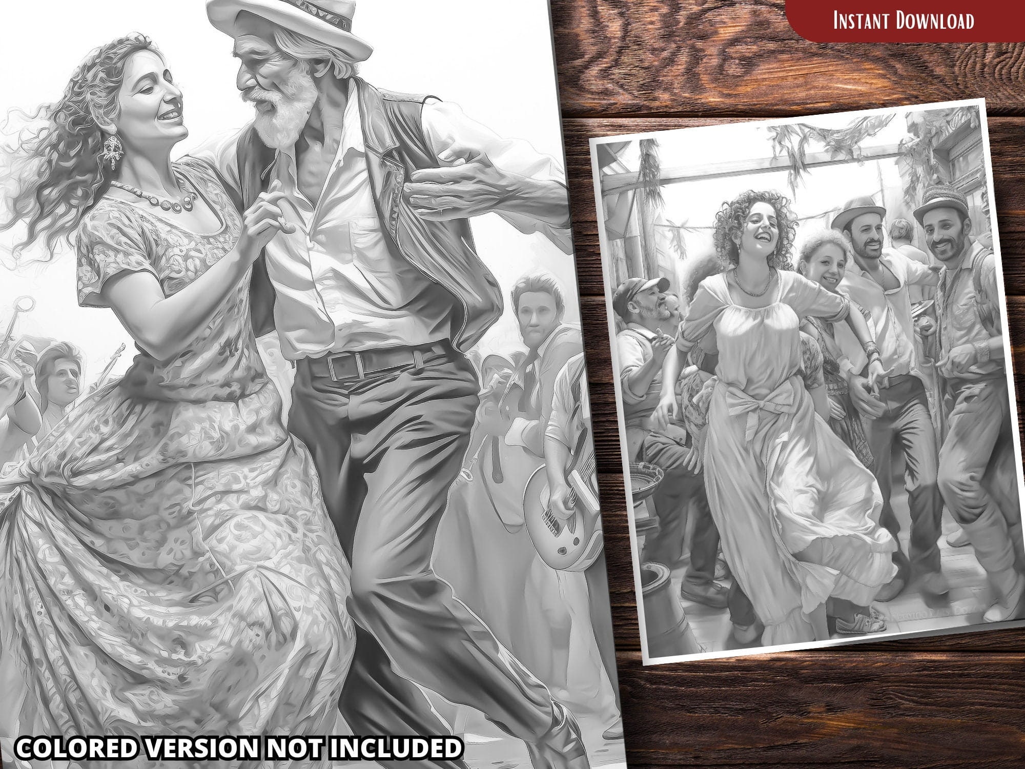 Gypsy Coloring Pages for Adults and for Kids Grayscale Coloring ...