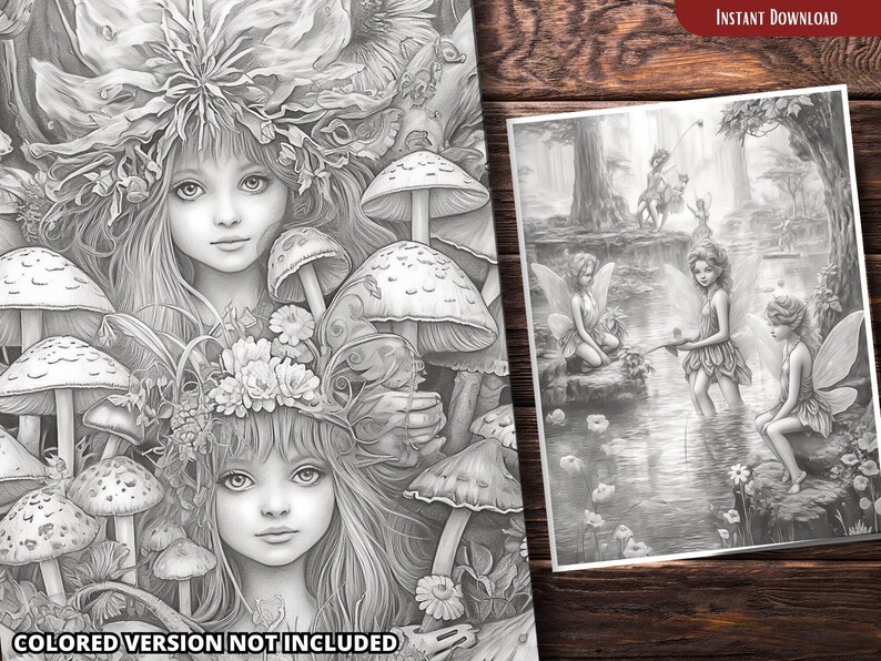 Beauty in Fairyland Coloring Pages for Adults and for Kids Coloring ...