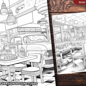 Classic 1950s Diner Coloring Pages for Adults and for Kids for Relax ...
