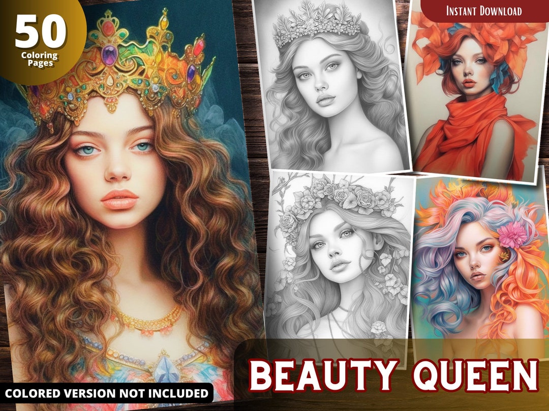 Beauty Queen Coloring Pages for Adults and for Kids for Relax and ...