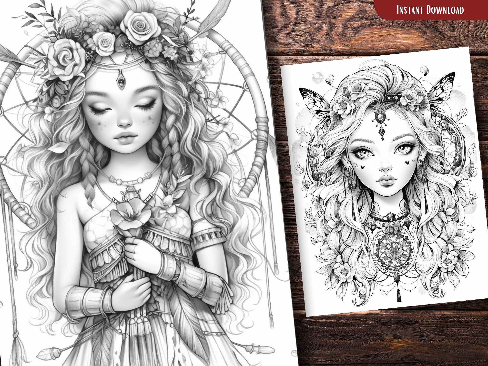 Butterfly Fairy, Coloring Pages for Adults and for Kids for Relax and ...