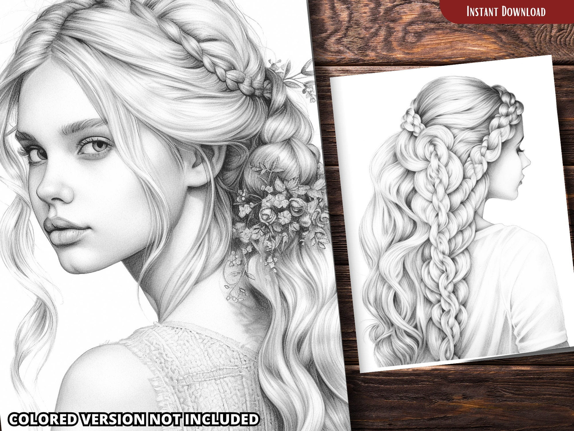 Hair Style Coloring Pages for Adults and for Kids for Relax and Stress ...