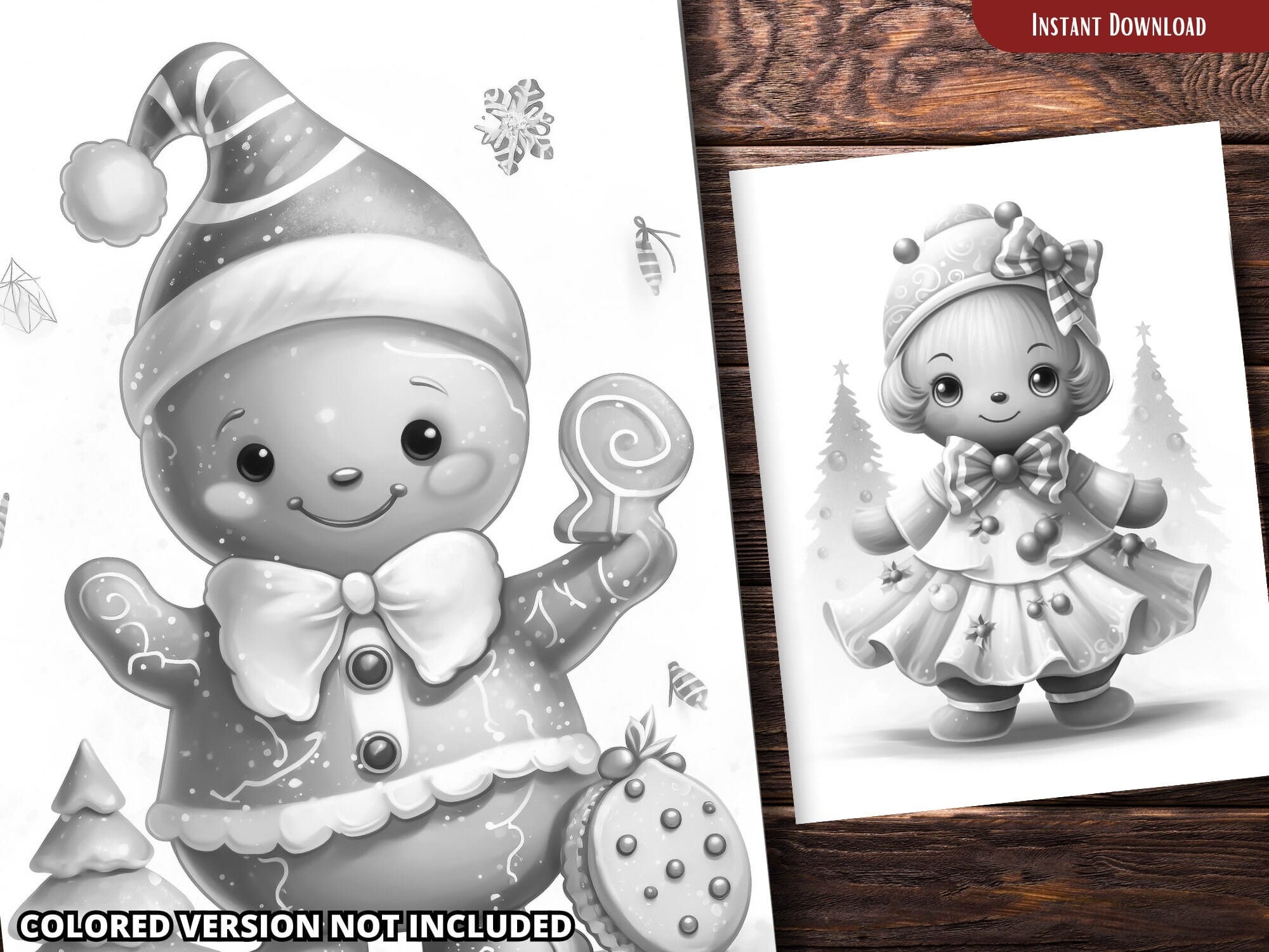 Gingerbread Man Coloring Pages for Adults and for Kids for Relax and ...