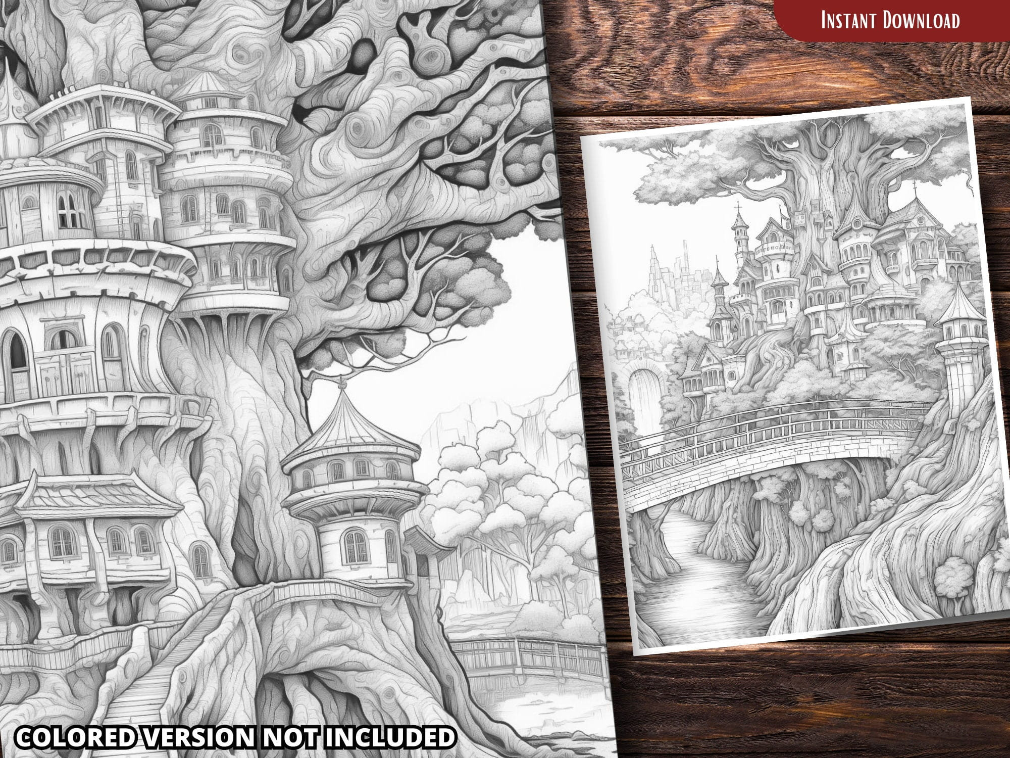 Colosal Tree House Coloring Pages for Adults and for Kids for Relax and ...