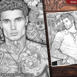 Tattoo Men Coloring Book – 50 Grayscale Pages (printable PDF File) - Etsy