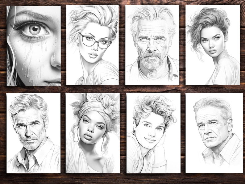 Portraits Coloring Pages for Adults and for Kids for Relax and Stress ...